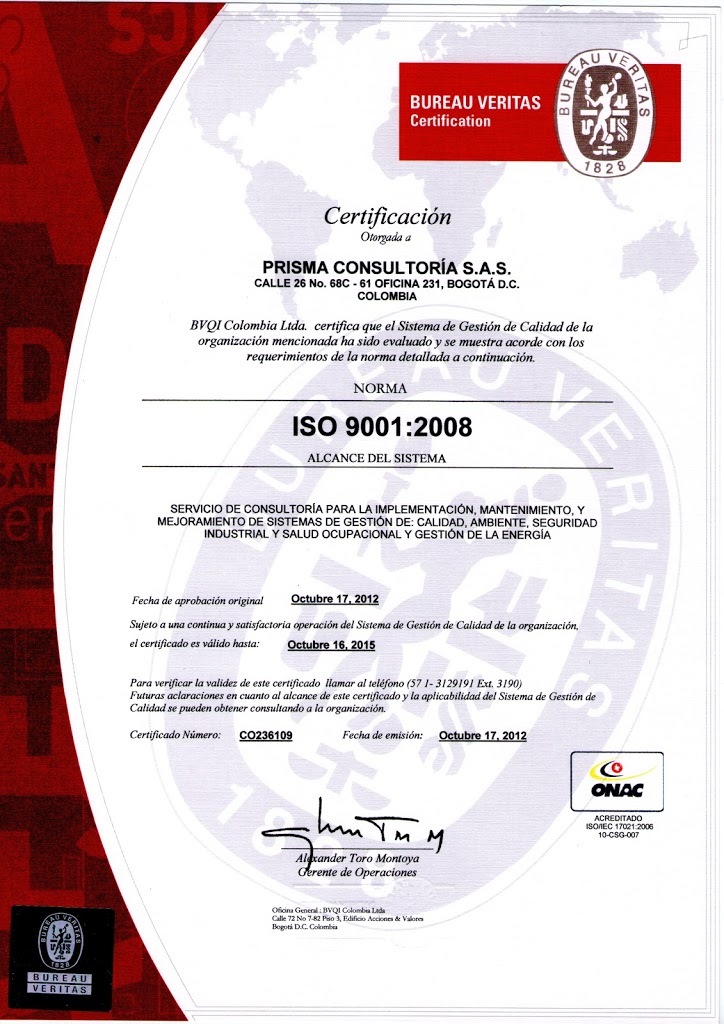 certificación de iso 9001 archivos - Prisma Consultoría SAS